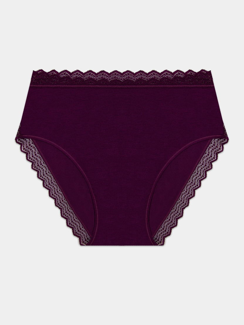 ZigZag Lace High Rise Knicker - Black Cherry | Sustainable TENCEL ...