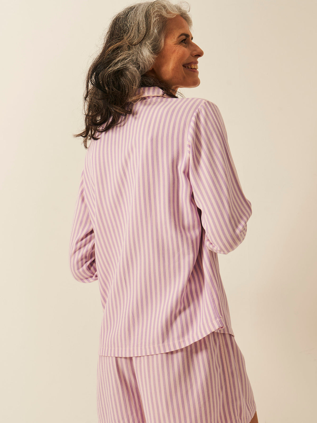 Soft Brushed Woven Pyjama Top - Lavender Haze Stripe | TENCEL™ Sleep ...