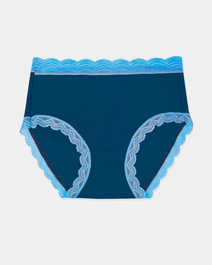 High Rise Knicker - Midnight Neon Blue | TENCEL™ Underwear – Stripe & Stare