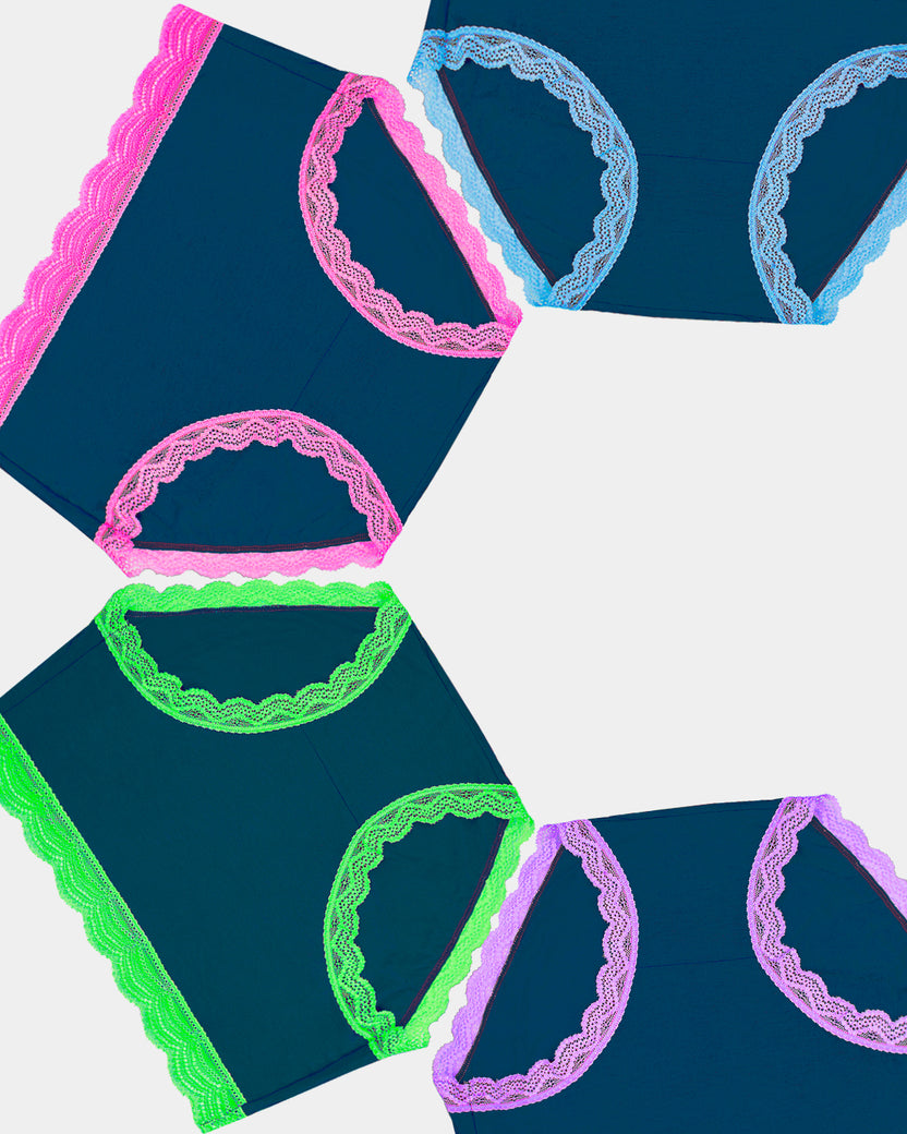 High Rise Knicker Four Pack - Midnight Neon | TENCEL™ Underwear ...