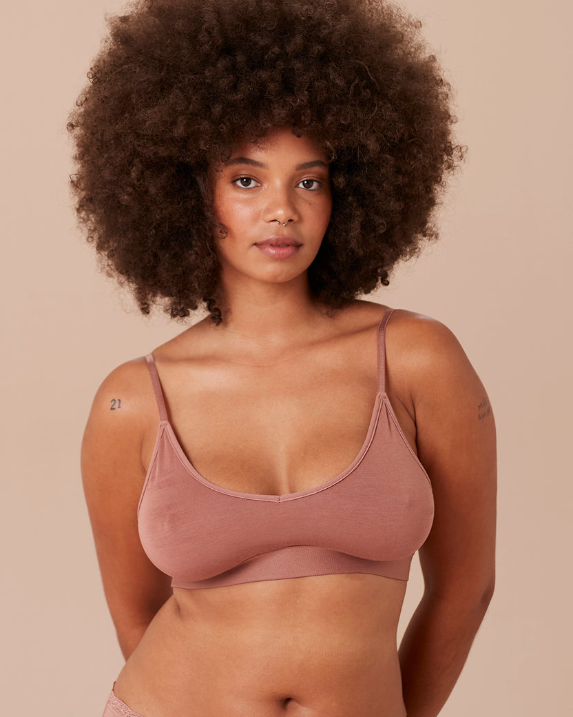 T Shirt Bra Mocha Sustainable Tencel™ Bralette Stripe And Stare