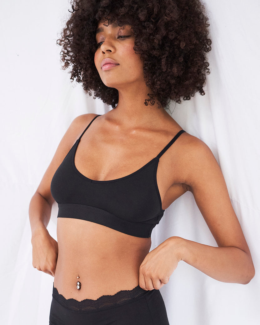 T Shirt Bra Black Sustainable Tencel™ Bralette Stripe And Stare