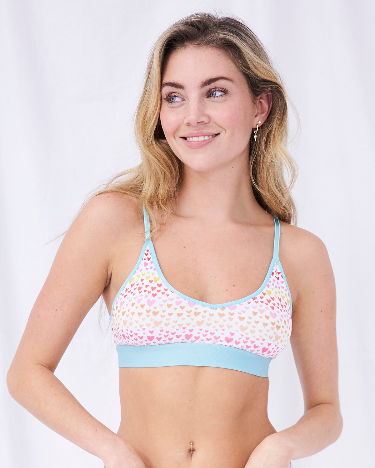 T Shirt Bra Rainbow Hearts Sustainable Tencel Bralette Stripe And Stare